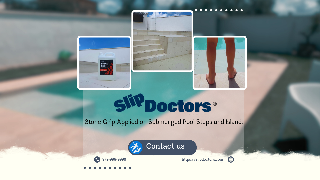 Stone Grip Applied on Submerged Pool Steps and Island - Anti-Slip for ...